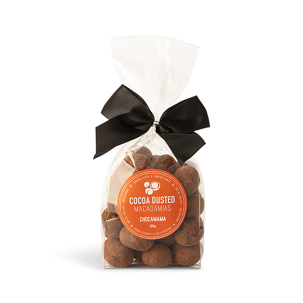 Wholesale Cocoa Dusted Macadamias 200g - Chocamama - Fieldfolio