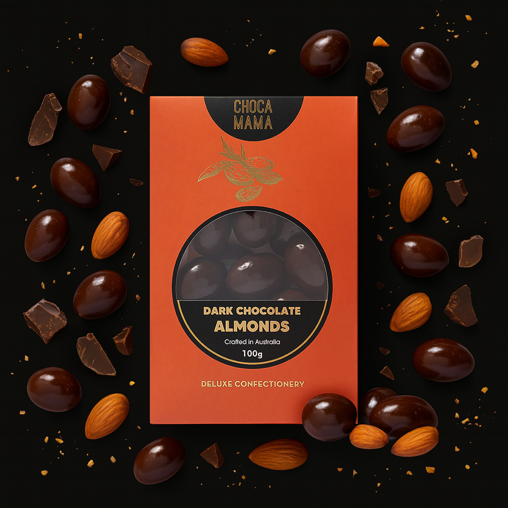 Wholesale Dark Chocolate Almonds 100g. - Chocamama - Fieldfolio