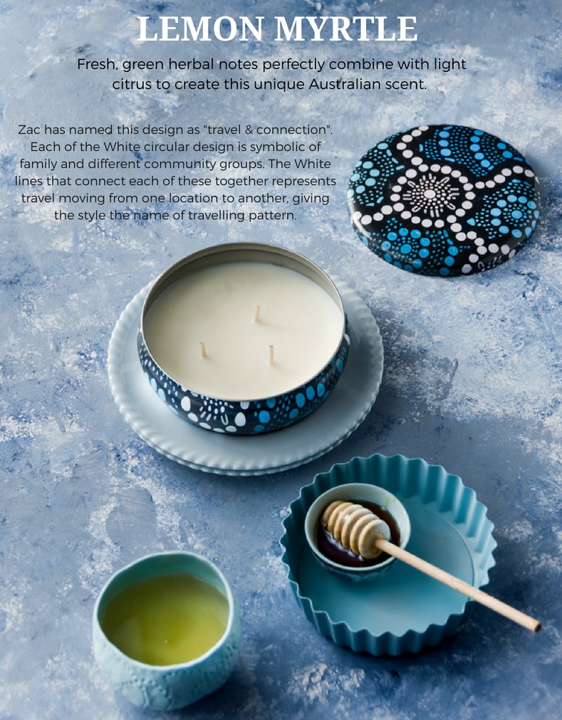 Wholesale Indigenous artwork Printed candle tins - Lemon Myrtle ...