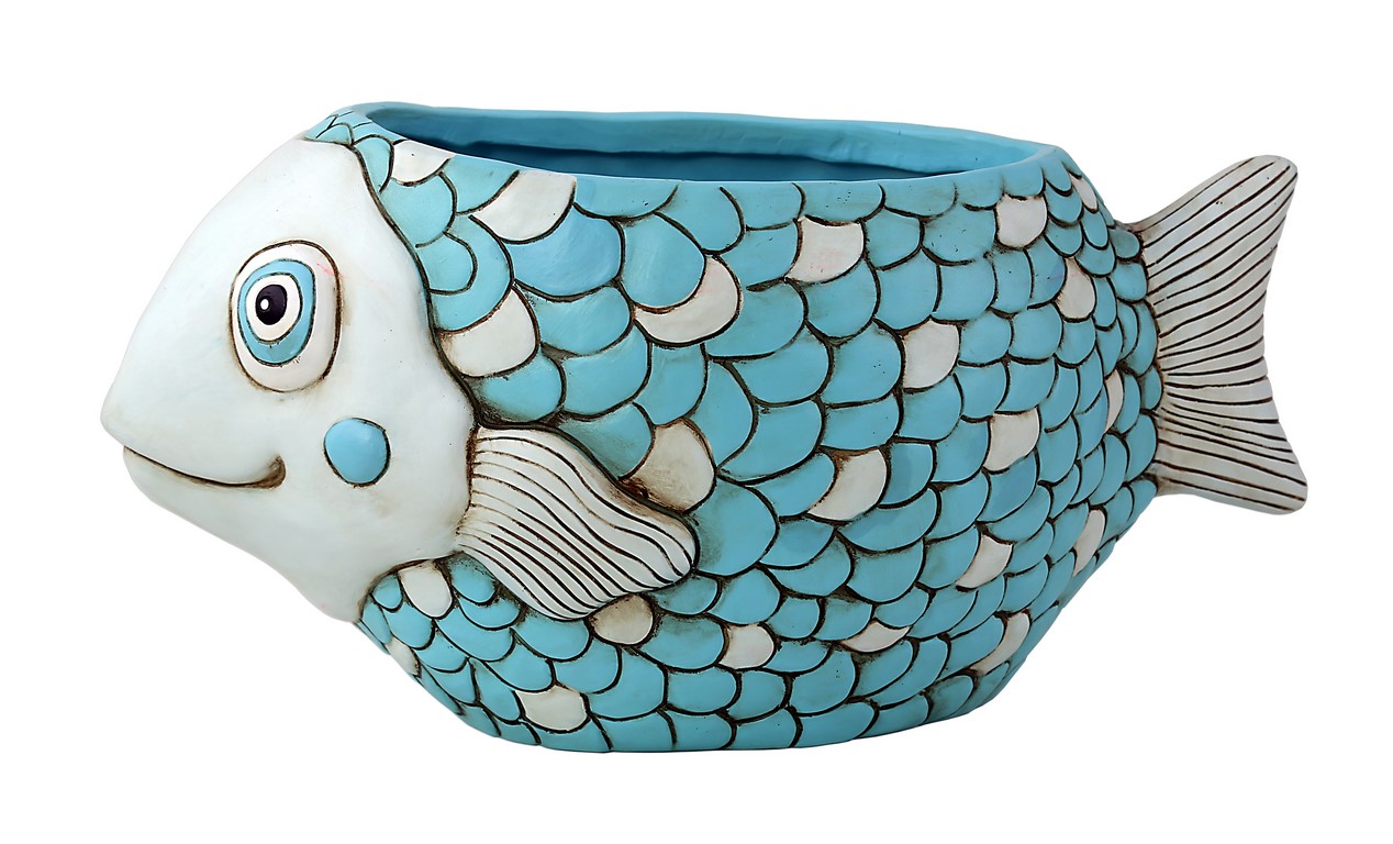 Wholesale Blue FISH - SUPER Planter, W 47cm x H23cm - RIKARO - Fieldfolio