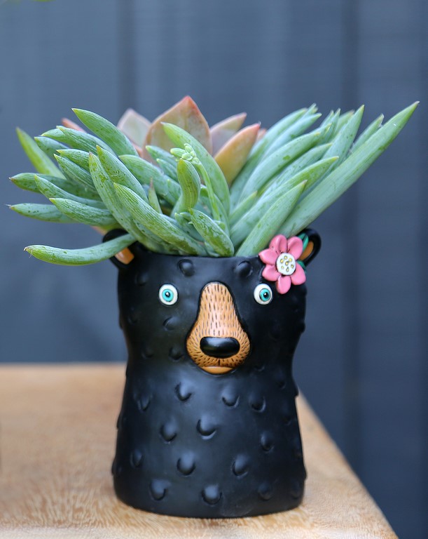 Wholesale Set of 6 - Baby black BEAR planter, H 11.5cm - RIKARO - Fieldfolio