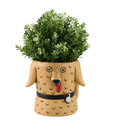 Wholesale Set of 3 - GOLDIE Dog short planter ($25.50 ea.), H 14.5cm - RIKARO - Fieldfolio