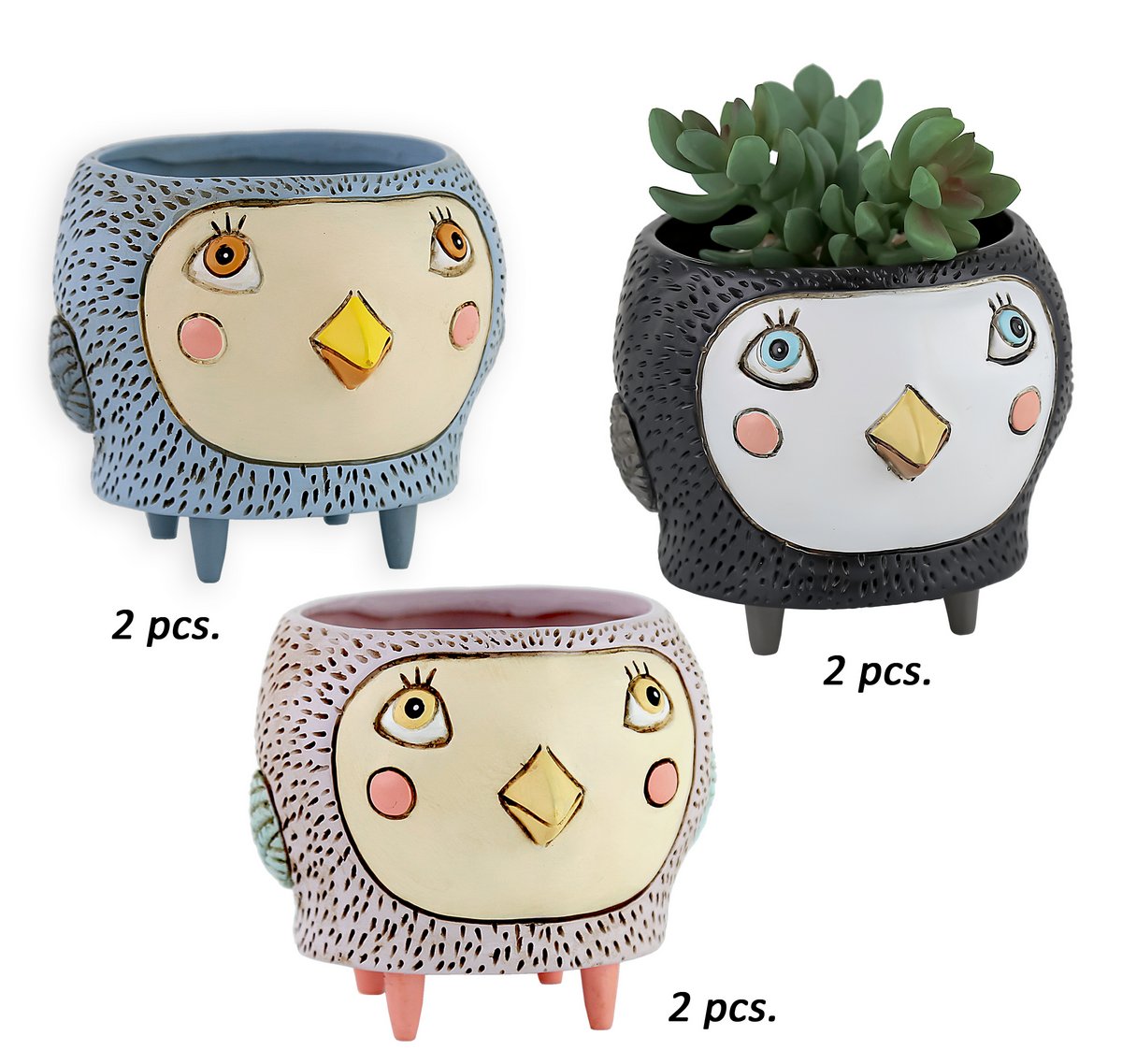 Wholesale Set of 2+2+2 - Baby BIRDIE MIX planter, W 13cm - RIKARO - Fieldfolio