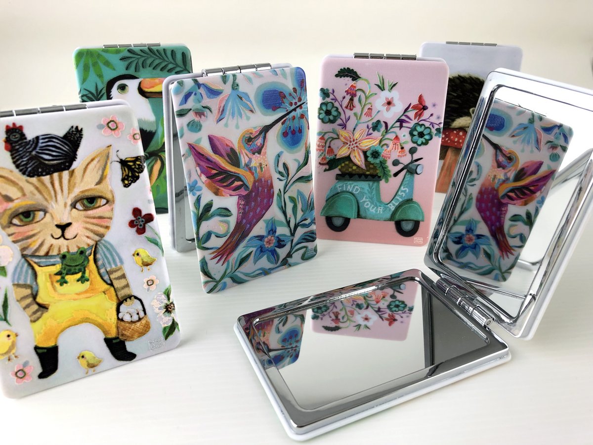 Wholesale Set of 12 - Country Cat compact mirror - RIKARO - Fieldfolio