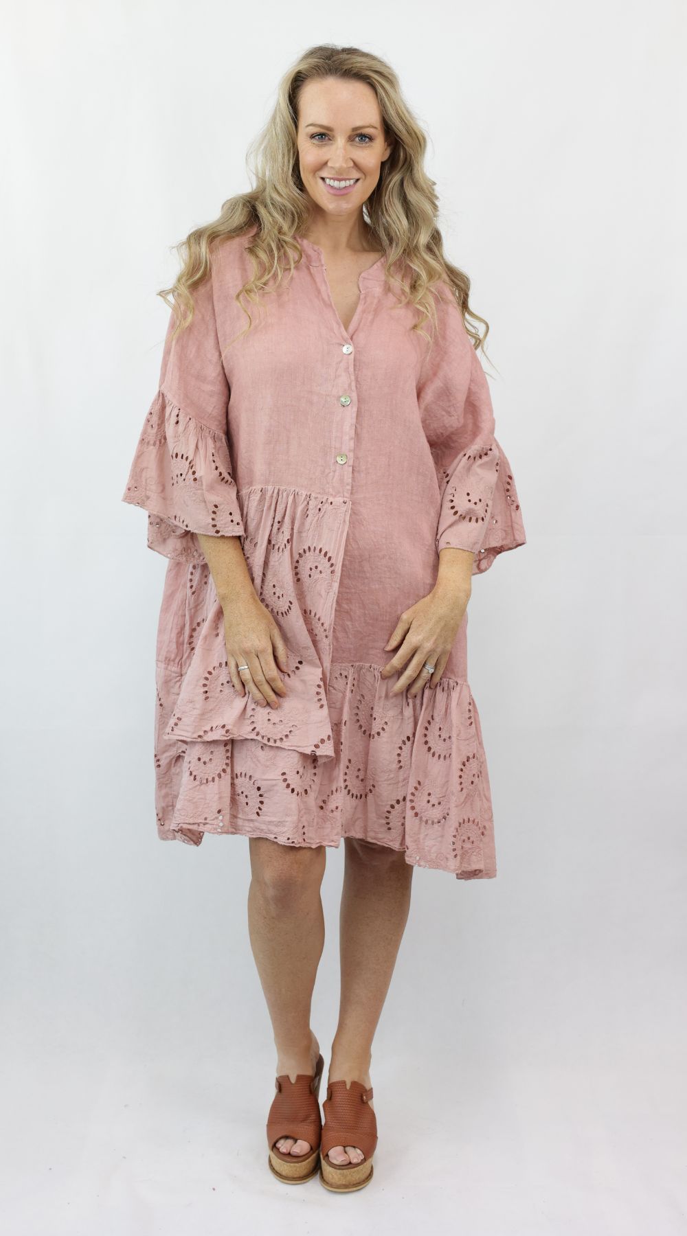 Wholesale BIANCA LINEN DRESS BLUSH - Ameise - Fieldfolio