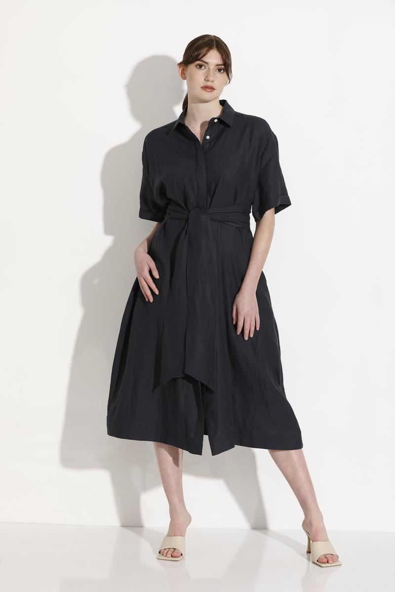 Wholesale Grace Belted Linen Shirt Dress in Blue Poles - Tale the Label ...