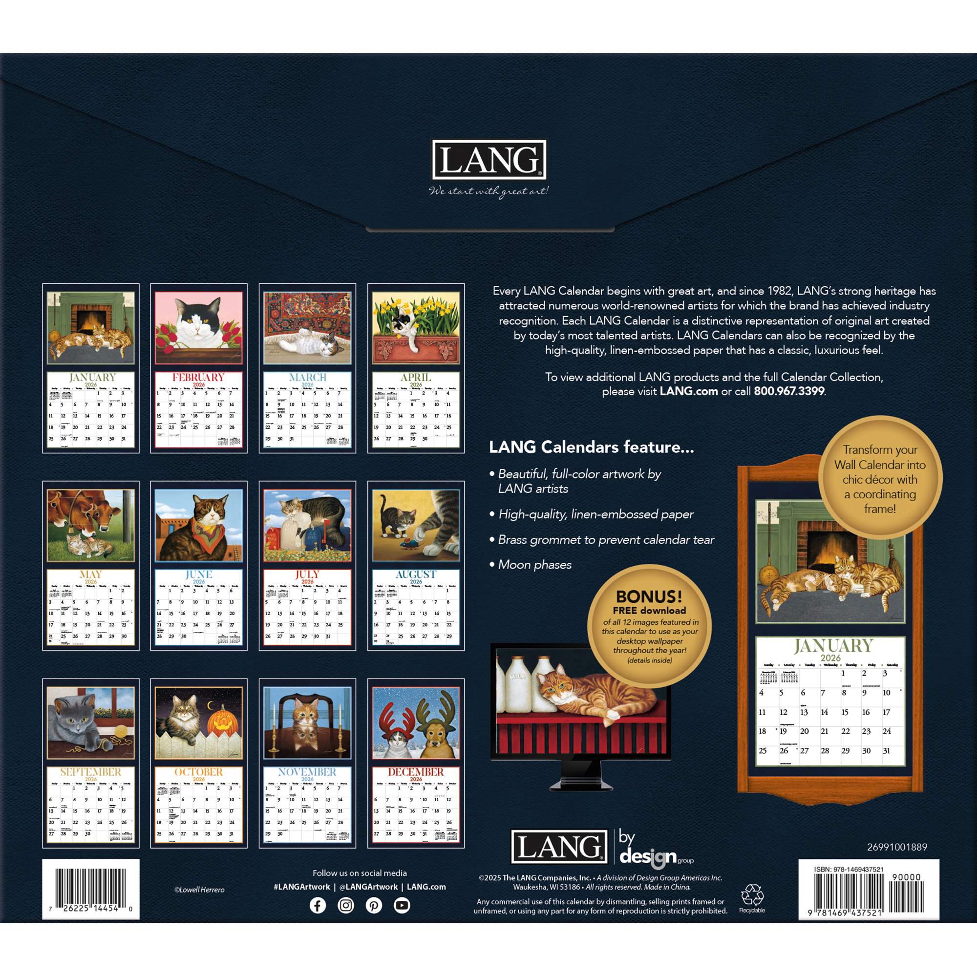 Wholesale 2026 Lang American Cat Calendar - Camehato Pty Ltd - Fieldfolio