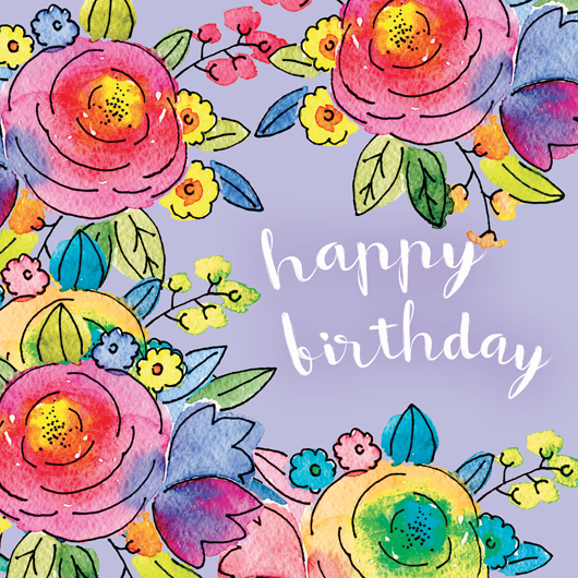 Wholesale Abstract Floral - Happy Birthday Purple Greeting Card - Aero ...
