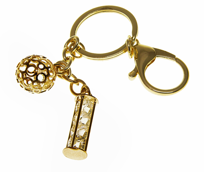 Wholesale KEYCHAIN 4 CRTSYAL IN CYLINDER GOLD - Ace Giftware - Fieldfolio