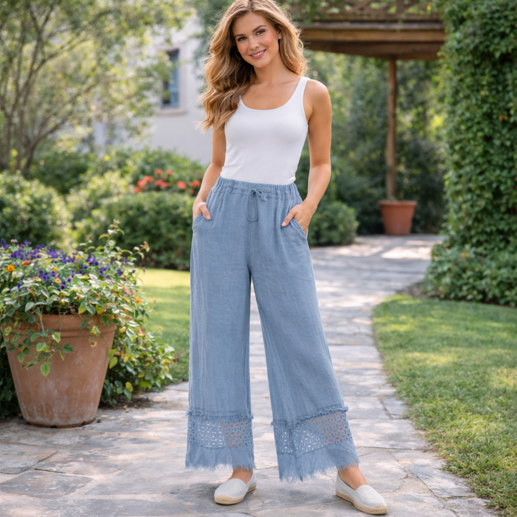 Wholesale 2854 ITALIAN LINEN PANT 2 COLOURS - VERA MAY - Fieldfolio