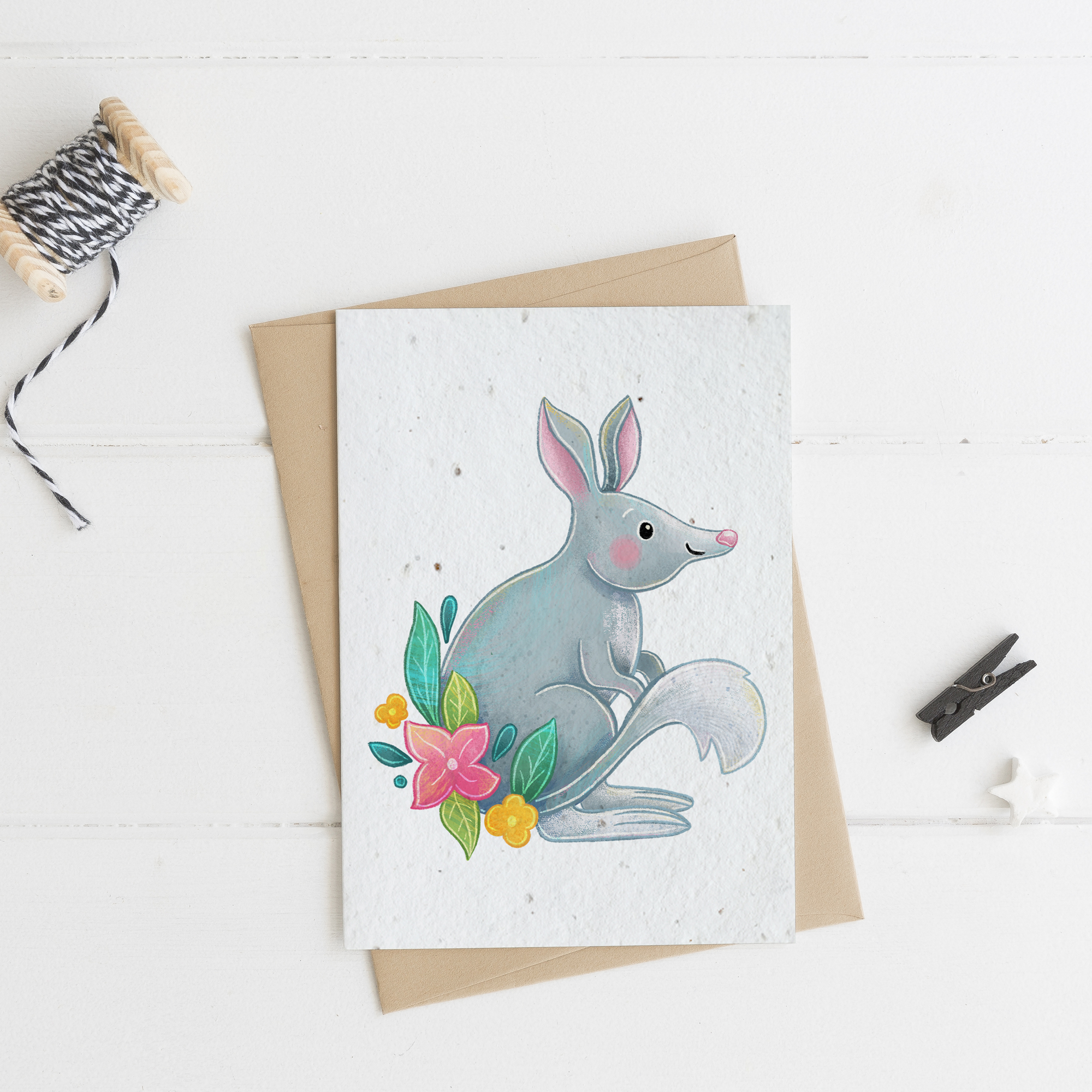 Wholesale Plantable bilby recycled card - Stray Leaves - Fieldfolio