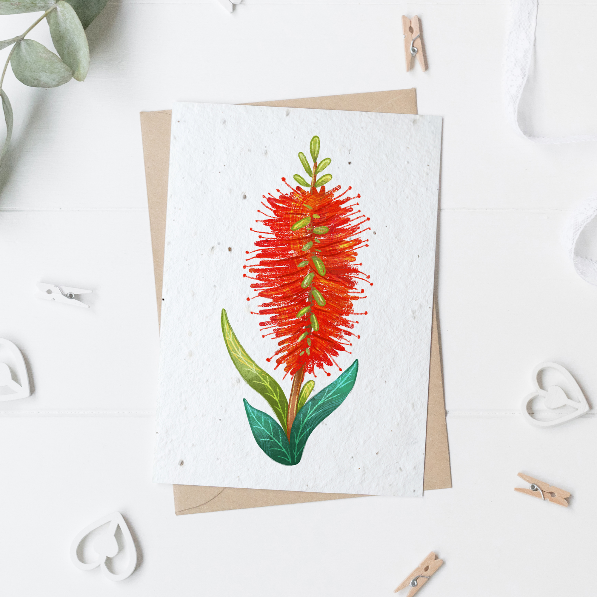 Wholesale Plantable bottle brush recycled card - Stray Leaves - Fieldfolio