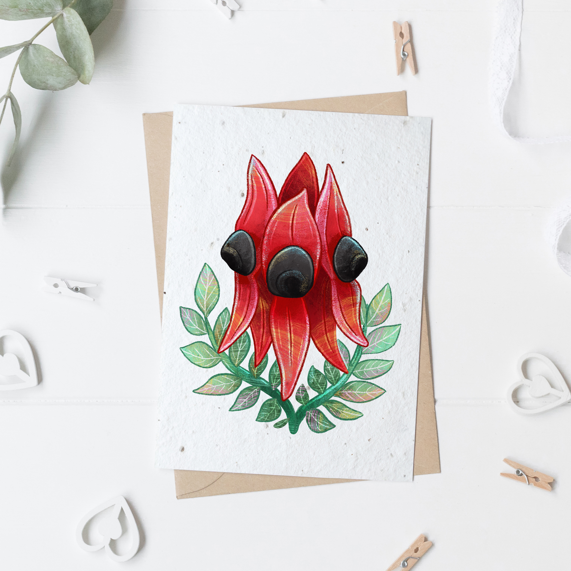 Wholesale Plantable Sturt's desert pea recycled card - Stray Leaves ...