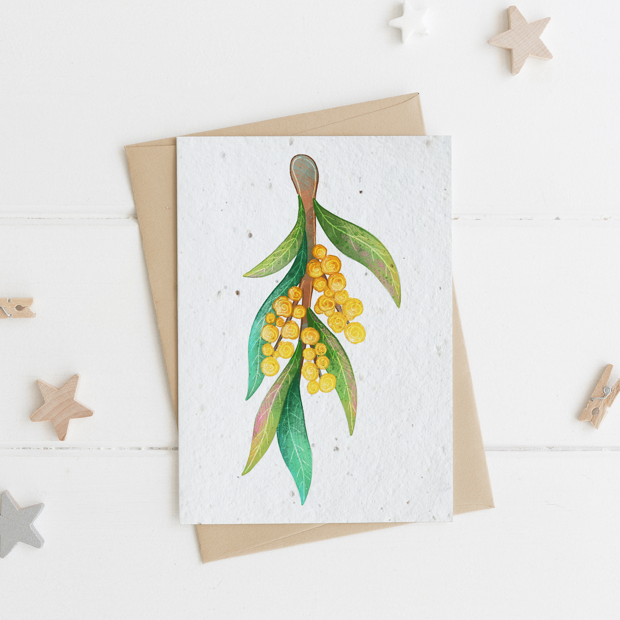 Wholesale Plantable wattle recycled card - Stray Leaves - Fieldfolio