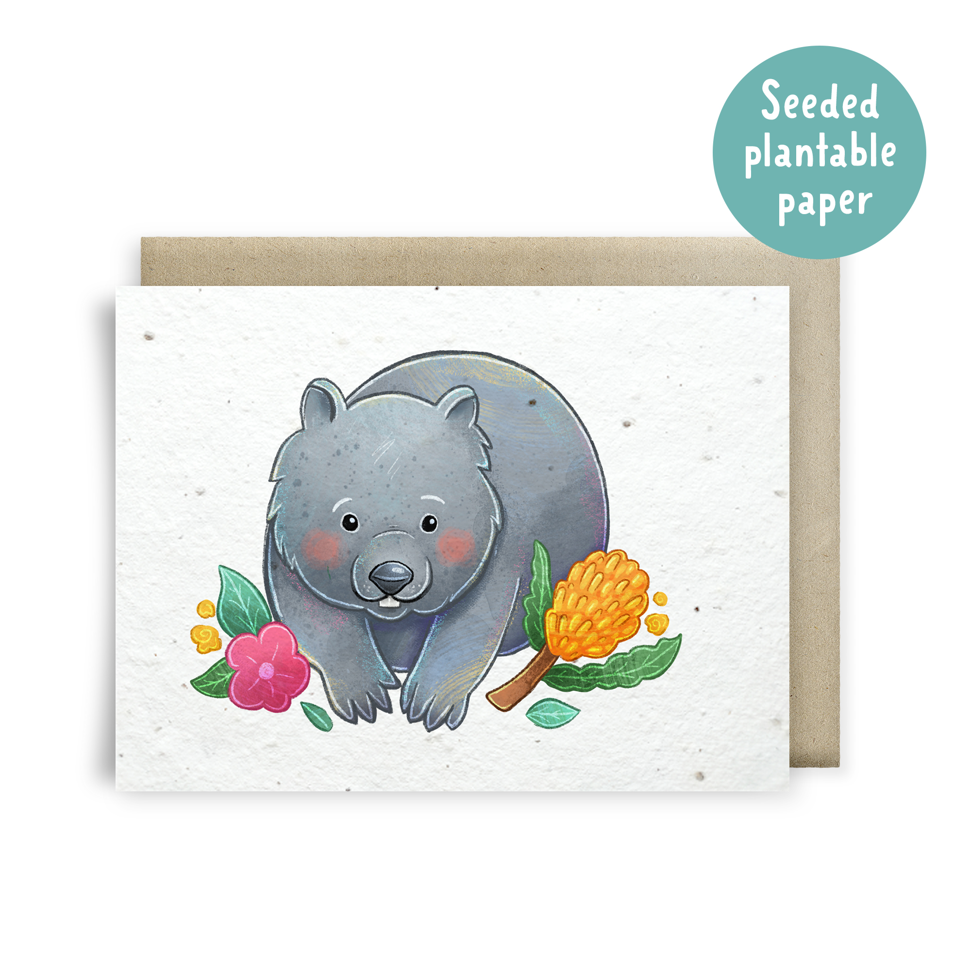 Wholesale Plantable wombat recycled card - Stray Leaves - Fieldfolio