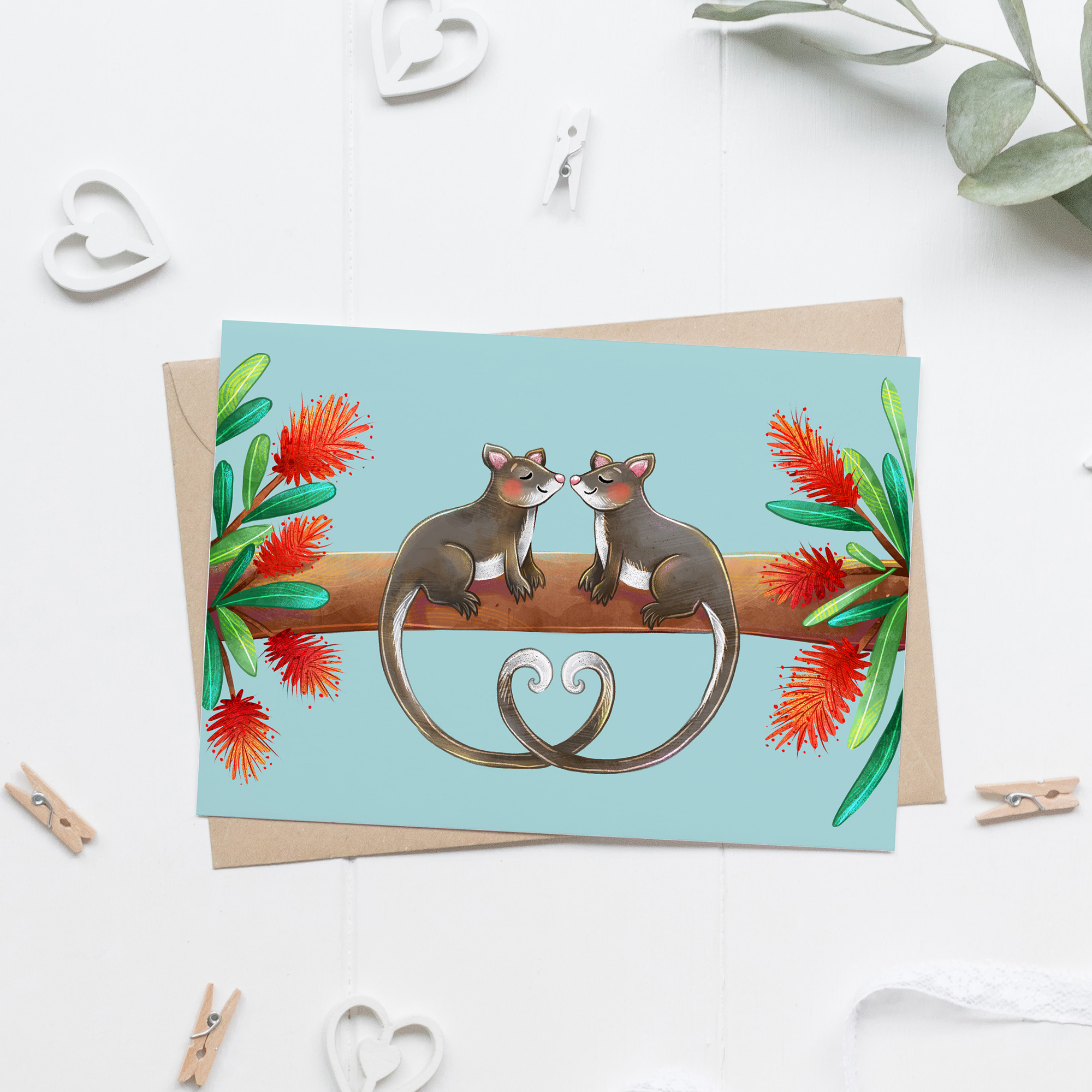Wholesale Stray Leaves Possum love recycled card - Fieldfolio