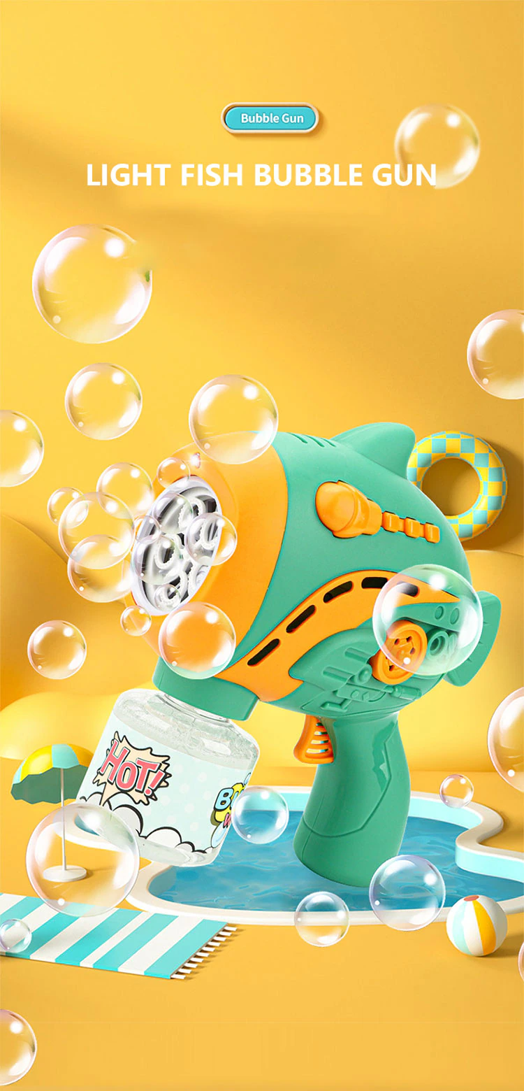 Wholesale Shark Bubble Gun 5 Hole - Green - Wonder Tribe Toys - Fieldfolio