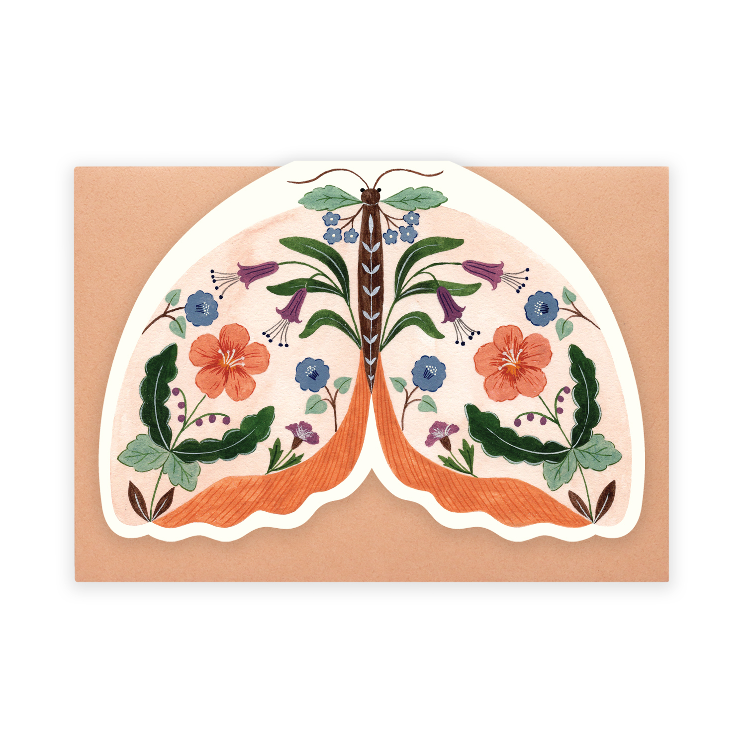 Wholesale Flora Moth shaped card - Peach - Flora Waycott - Fieldfolio