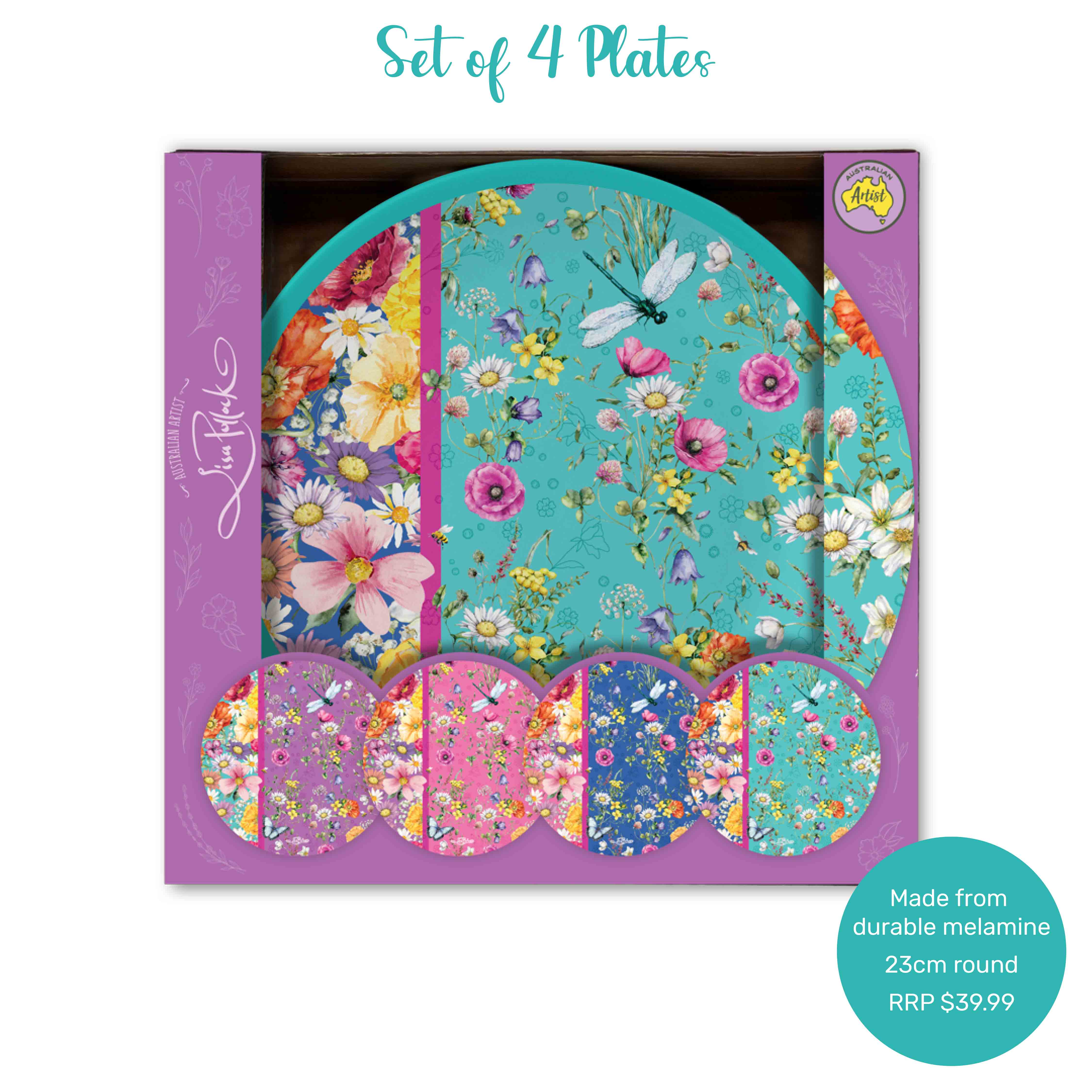 Wholesale MPLTO4 Alfresco Plates set Wild Patch - Lisa Pollock - Fieldfolio