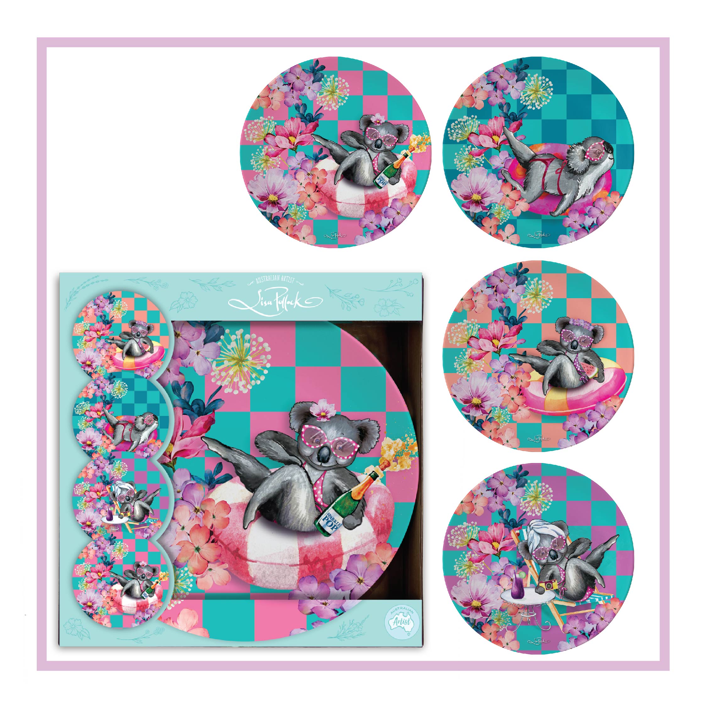 Wholesale MPLT06 Alfresco Plates Set Koala Pool Party - Lisa Pollock ...