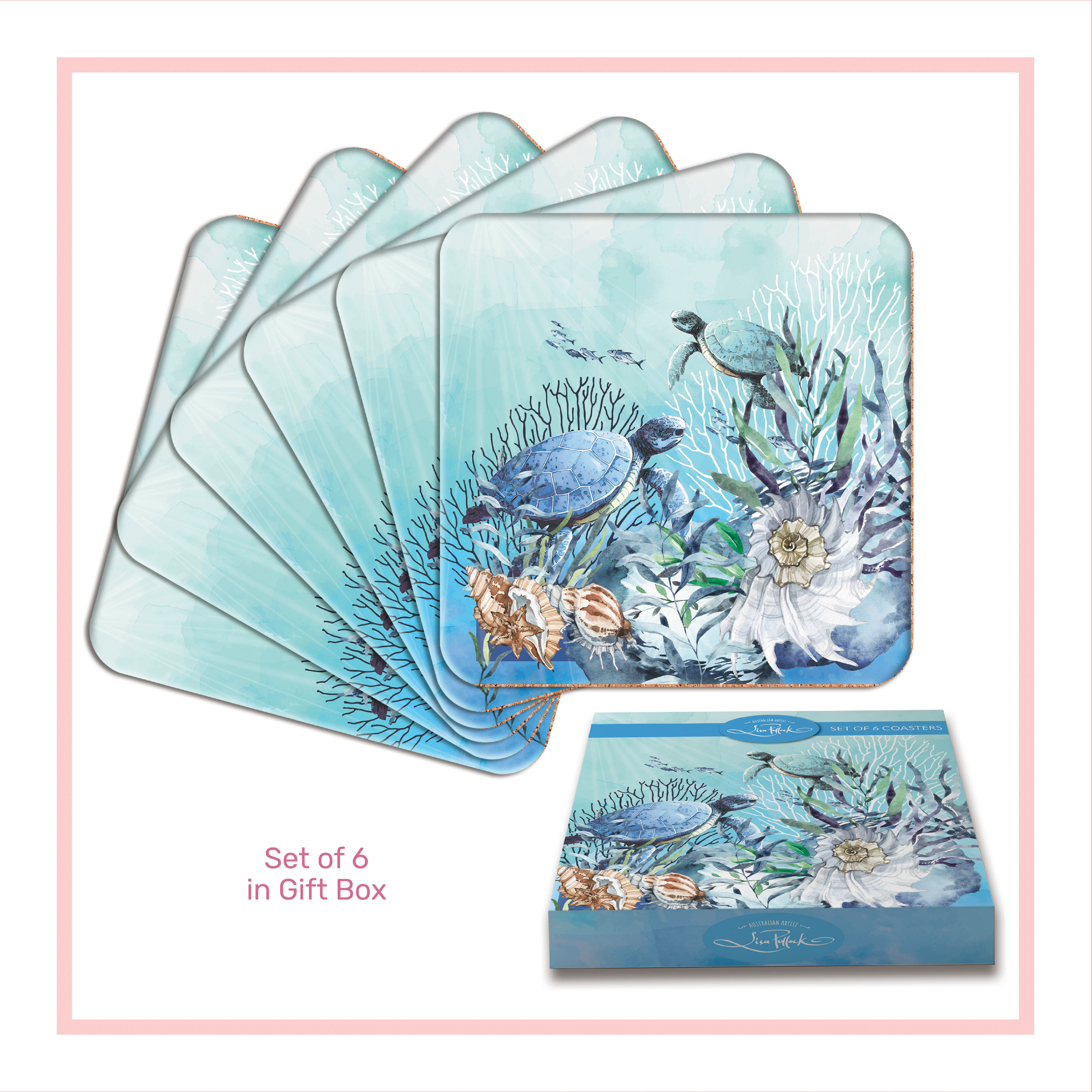Wholesale CSTR16 Coaster Set Turtle - Lisa Pollock Australian Artist ...