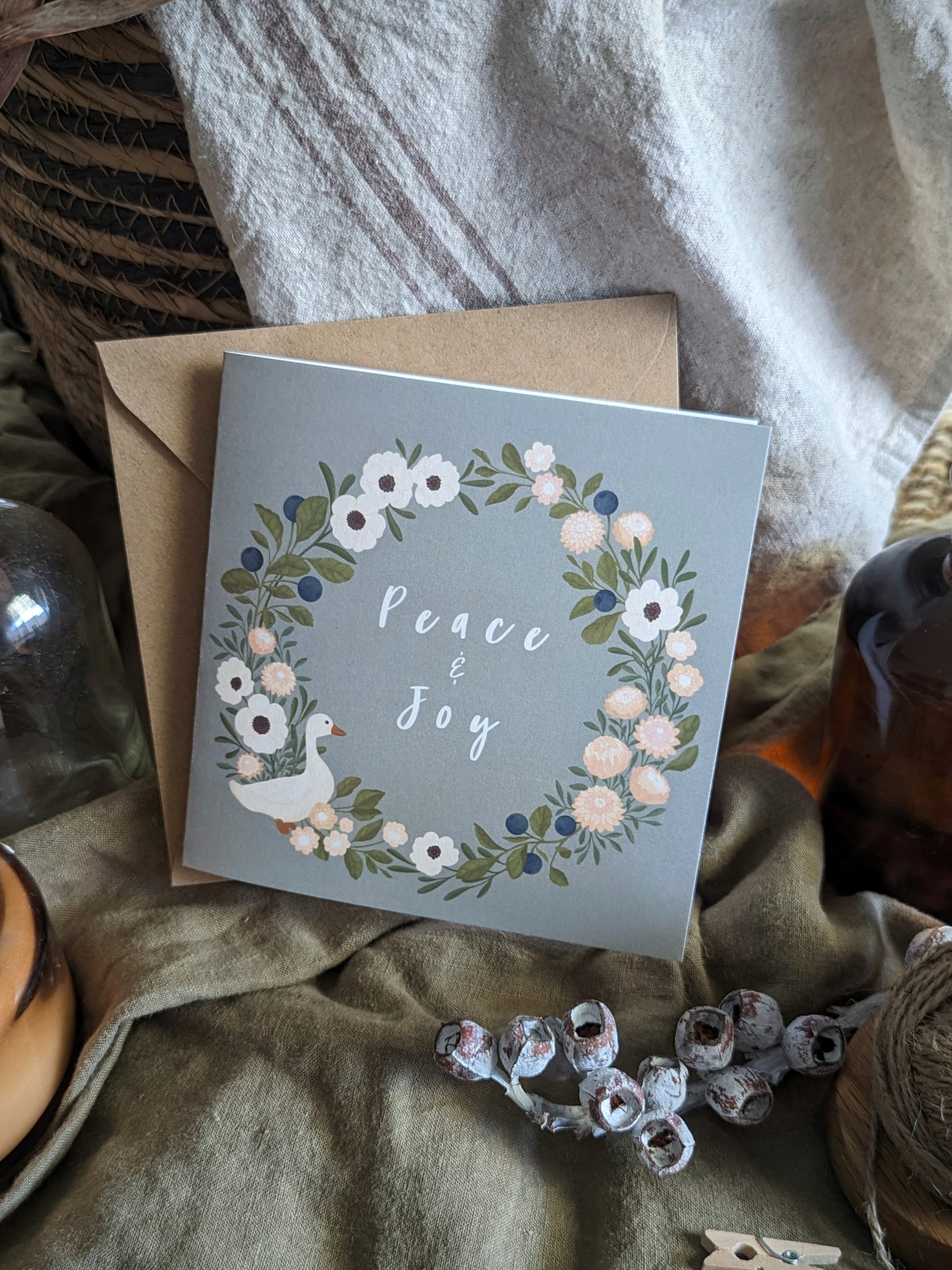 Wholesale Peace & Joy - Square Card - Shiloh & Ellery - Fieldfolio