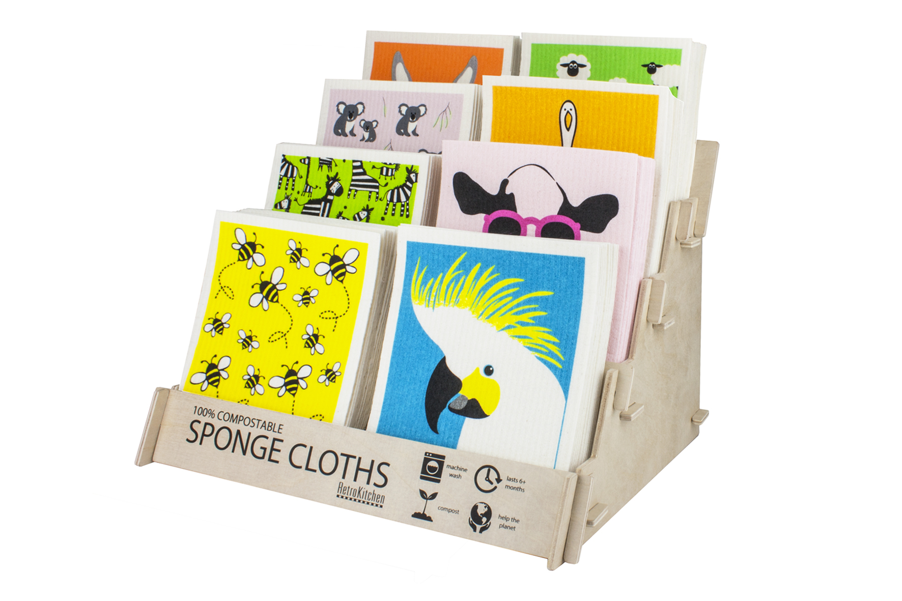 Wholesale Timber Sponge Cloth Display - Includes 96 sponge cloths ...