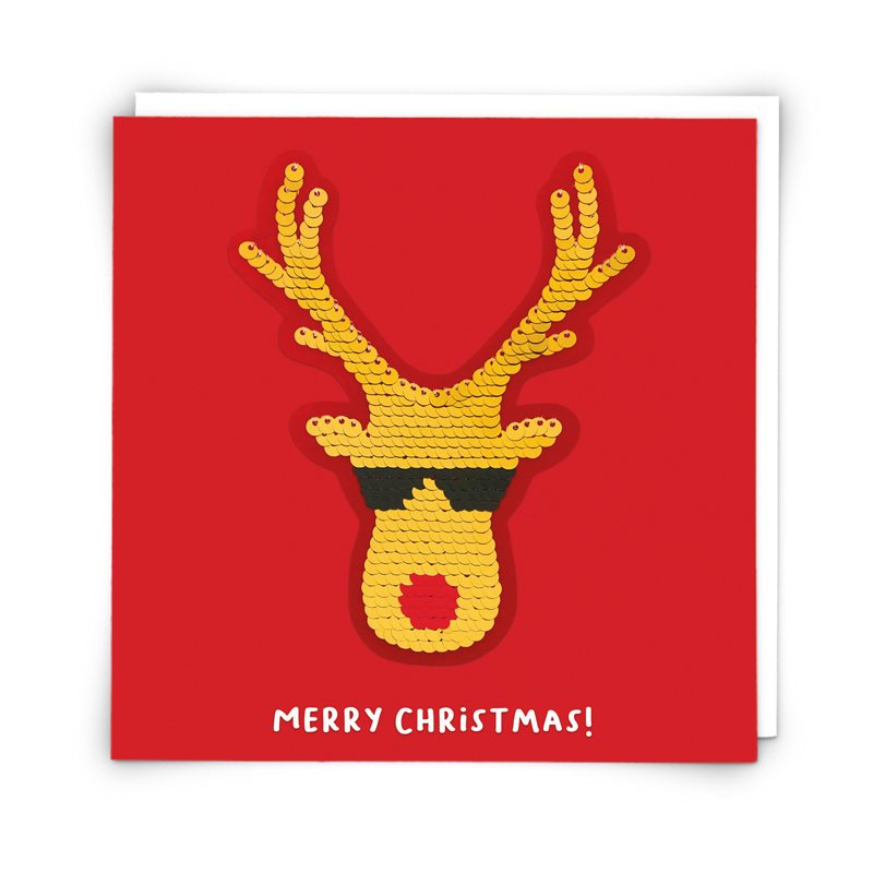 Wholesale Rudolph Greetings Card with Reusable Sequin Patch - Redback ...