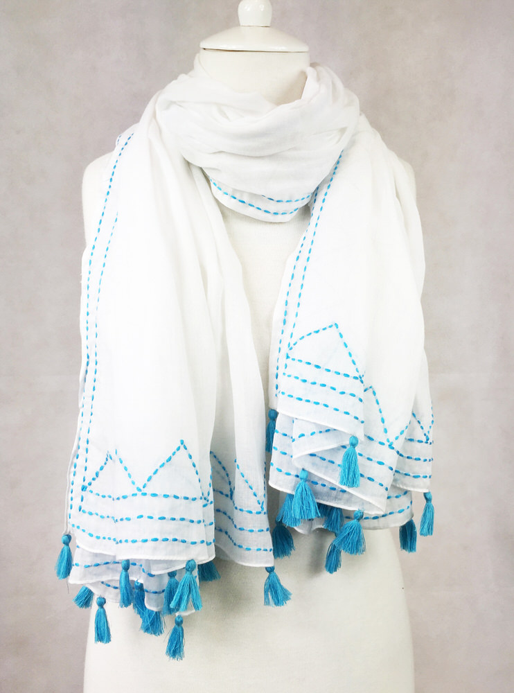 Wholesale Scarf turquoise embroidery - Blazing Daisy NZ Catalogue ...