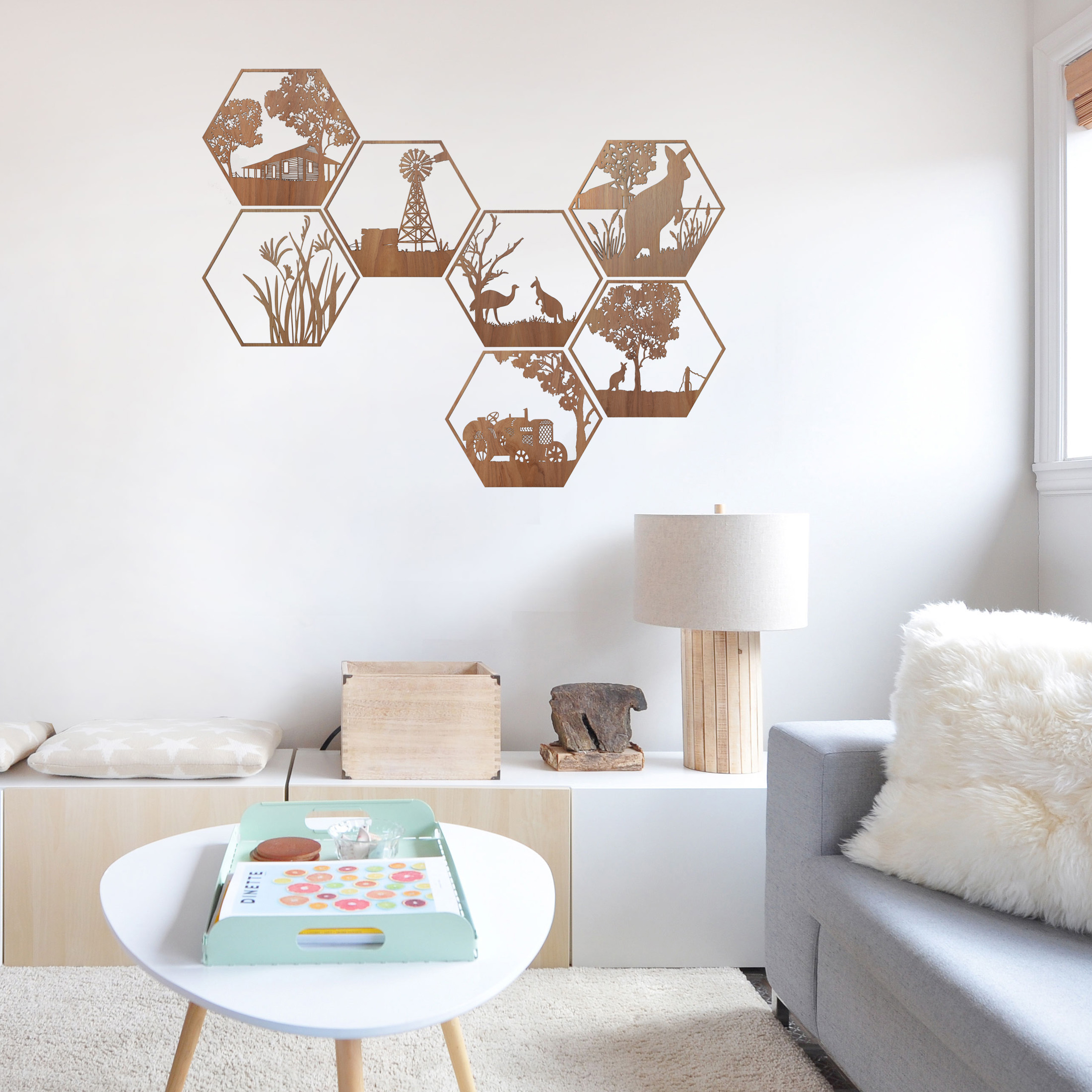Wholesale Lonely Kangaroo Hexagon Wall Art - Straya Art - Fieldfolio