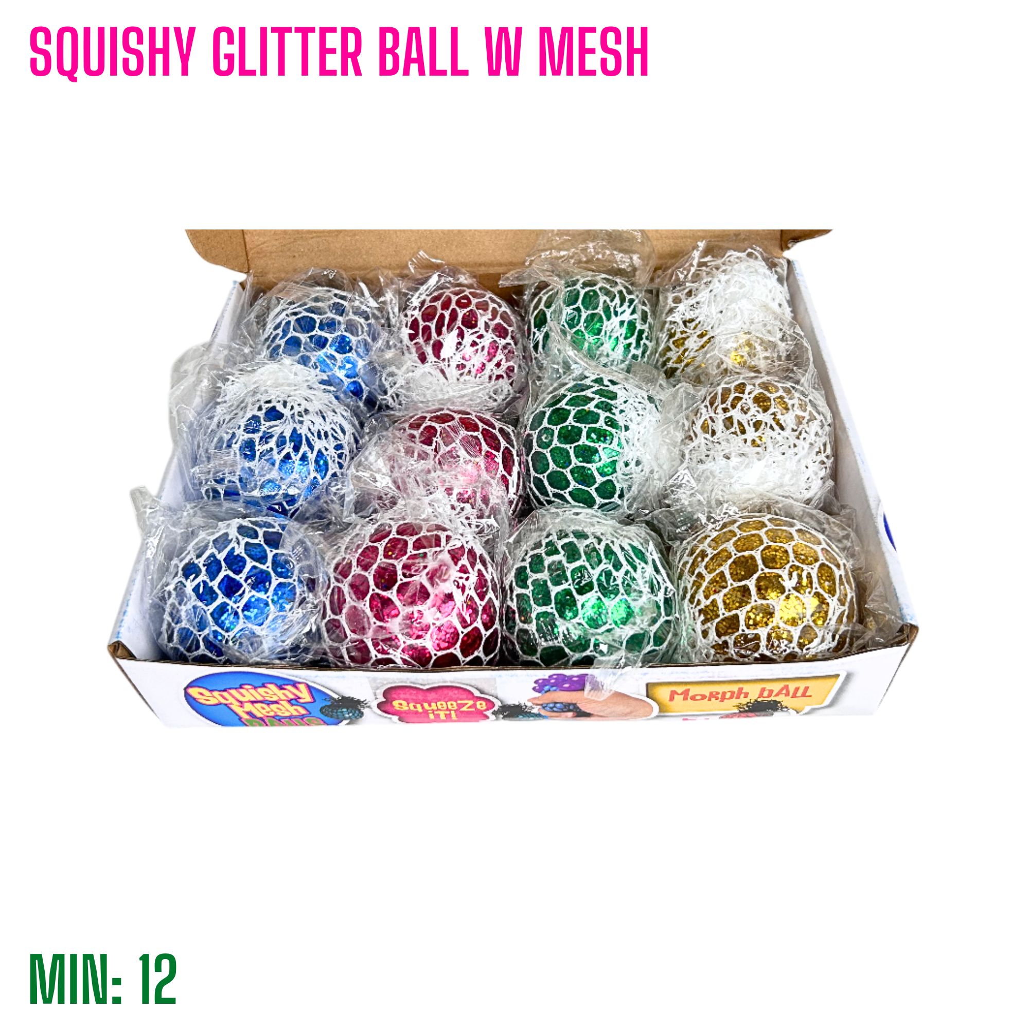 Wholesale TO-SQUISHGLITTER - Squishy Glitter Ball With Mesh - Top Horizon P/L - Wholesaler ...