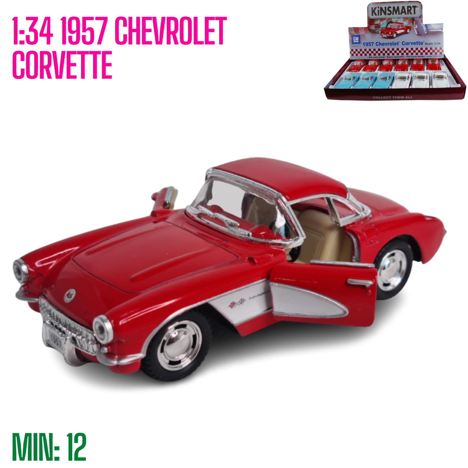 Wholesale DIECAST 1:34 1957 CHEVROLET CORVETTE KINSMART - Trio Horizon ...