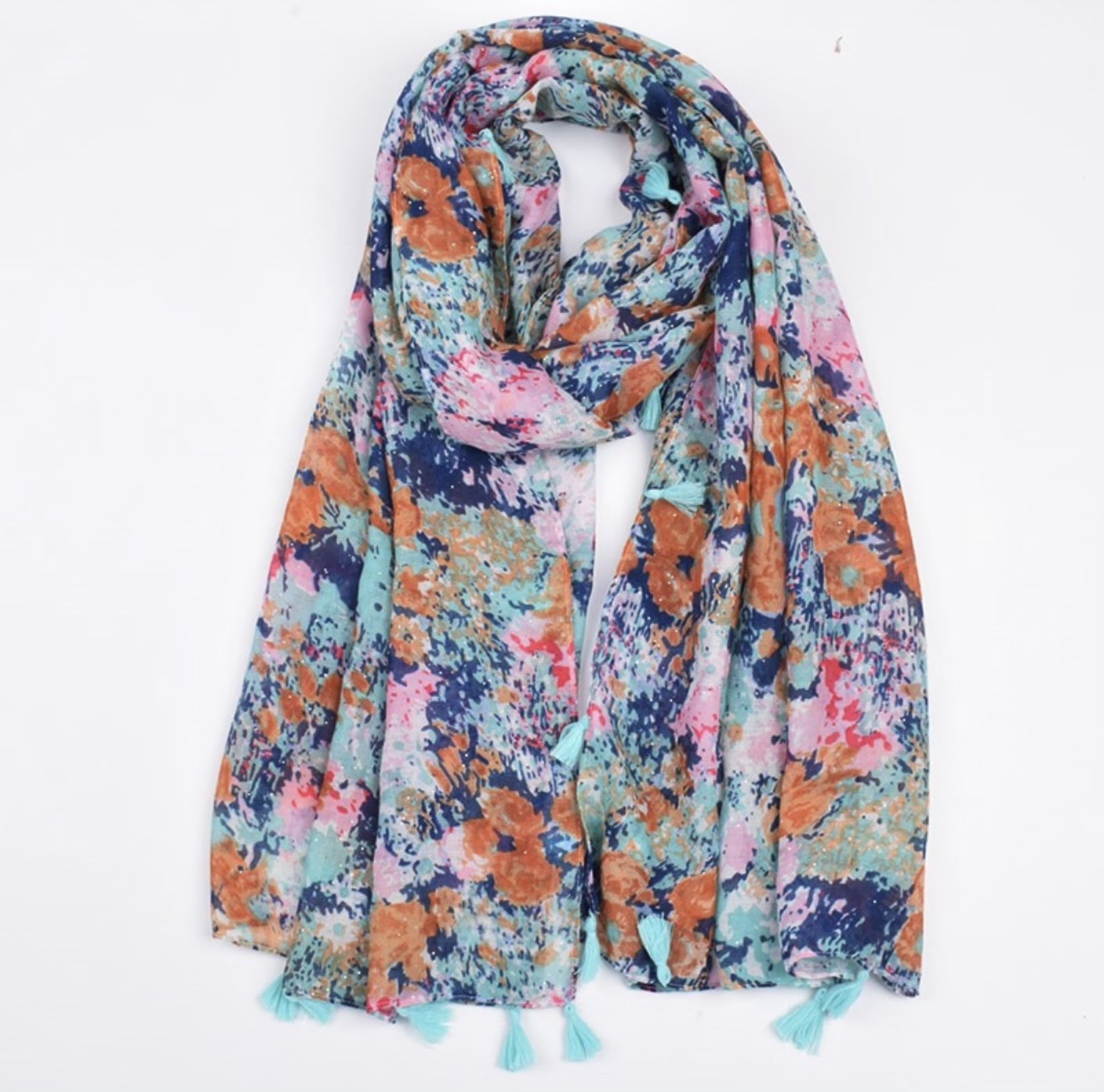 Wholesale HA-SF-017 MULTI COL0RED SCARF WITH A SILVER SPECKLE - Harmonie Collections - Fieldfolio