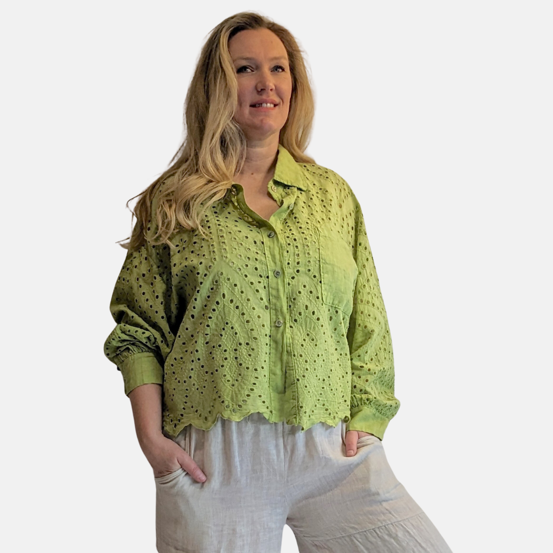 Wholesale HA-CL-11002 DELTA - BRODERIE ANGLAISE COTTON SHIRT. SIZE 8-14. MADE IN ITALY ...