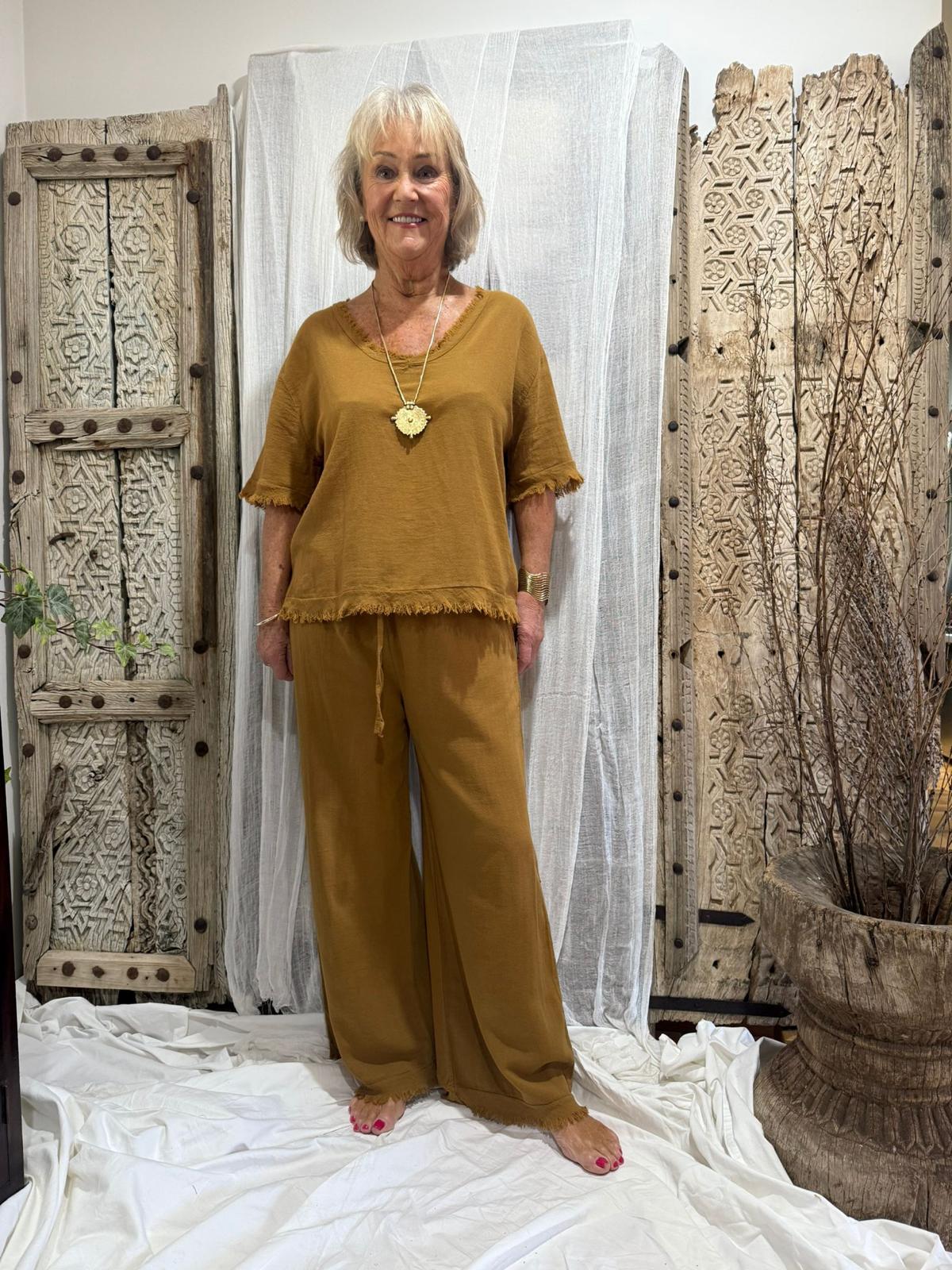 Wholesale HA-CL-79330 BILLIE PANTS - LIGHT COTTON PANTS WITH FRINGING ...