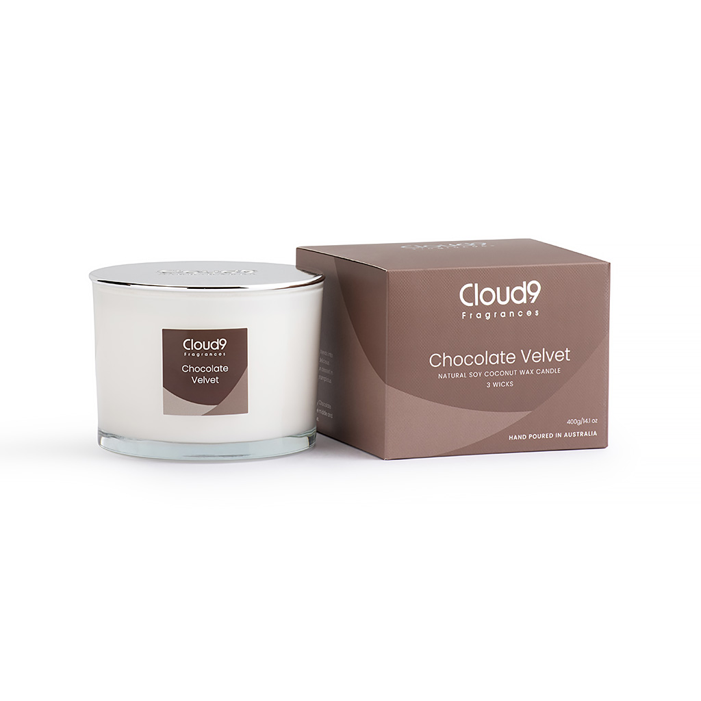Wholesale Cloud Nine Fragrances Chocolate Velvet Candle 3 Wick - Fieldfolio
