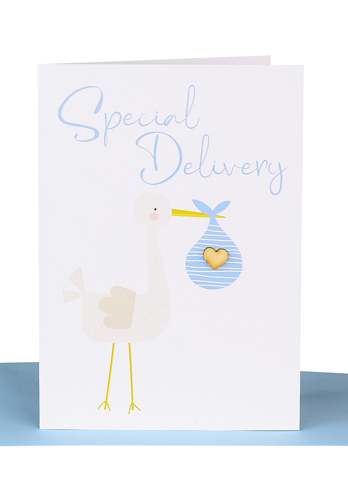Wholesale Baby Boy Special Delivery Card - Stork & Wooden Heart - Lil's ...