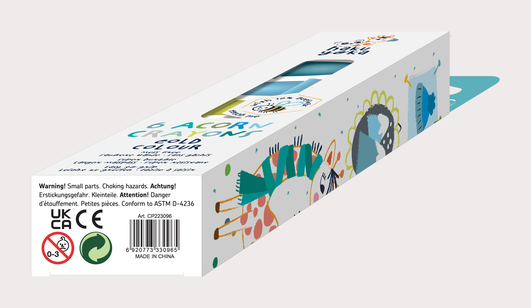 Wholesale 6 Acorn Crayons - Cold Colour - Happy Distribution - Fieldfolio