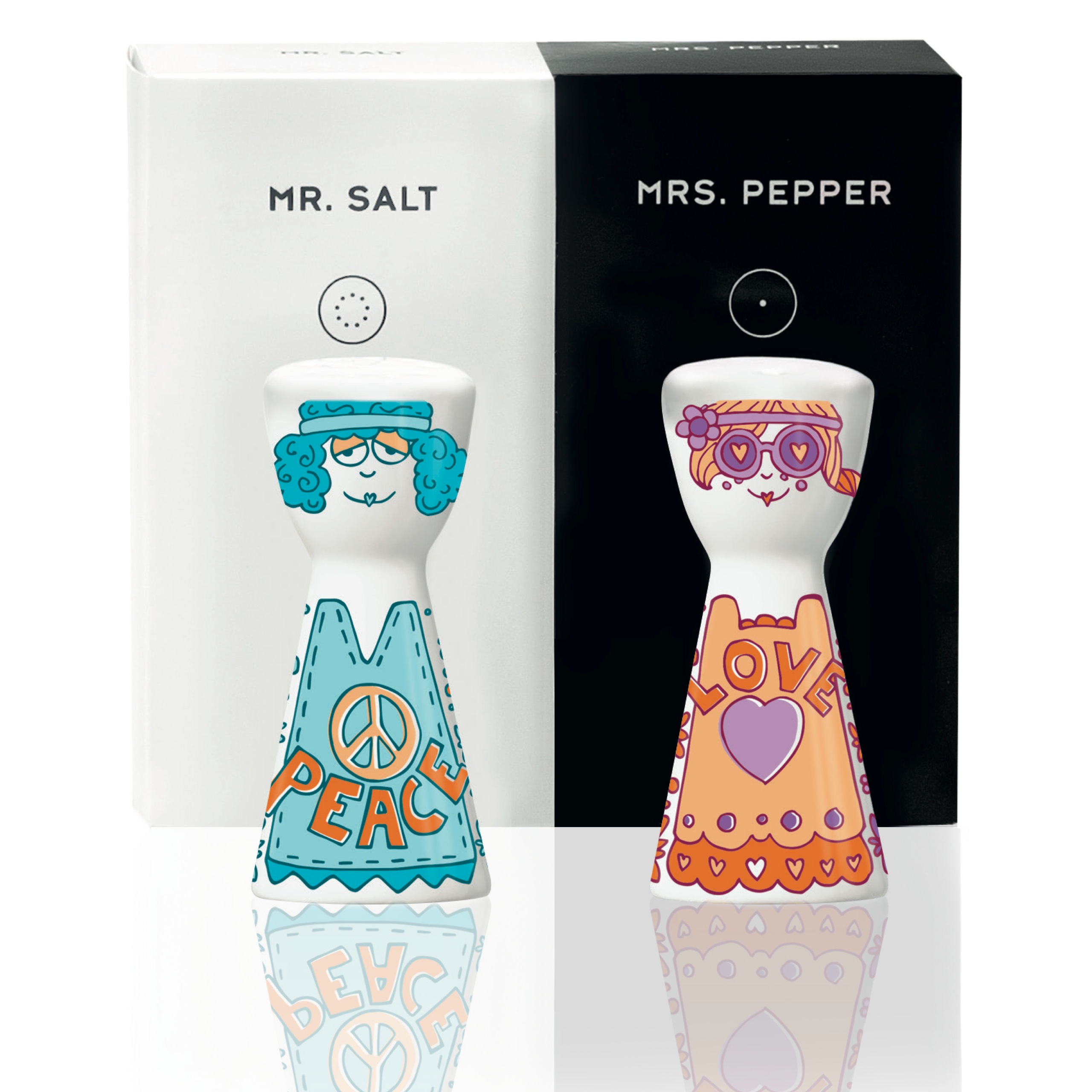 Wholesale Mr. Salt & Mrs. Pepper Shaker - Peace & Love - OPTOCO PTY LTD - Fieldfolio