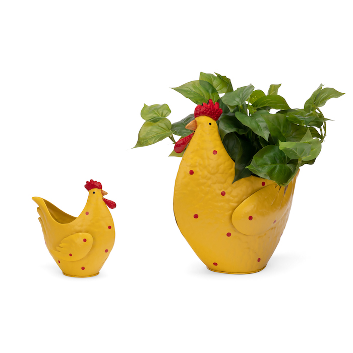 Wholesale Chicken Planter Yellow S/2- - Alfresco Gardenware - Fieldfolio