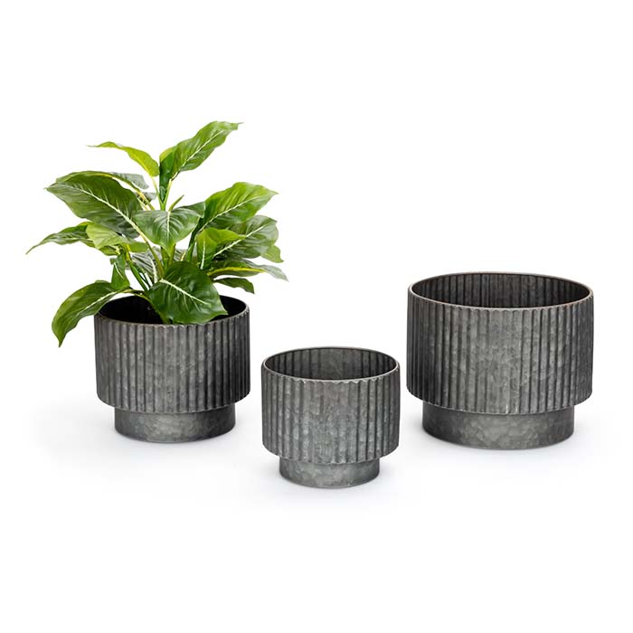 Wholesale Pot Round Rib Charcoal S/3-+ - Alfresco Gardenware - Fieldfolio